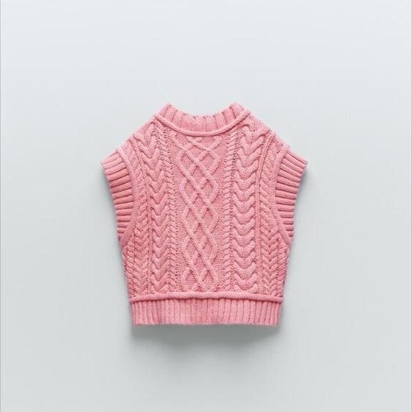 Zara | Sweaters | Pink Zara Cable Knit Sweater Vest | Poshmark